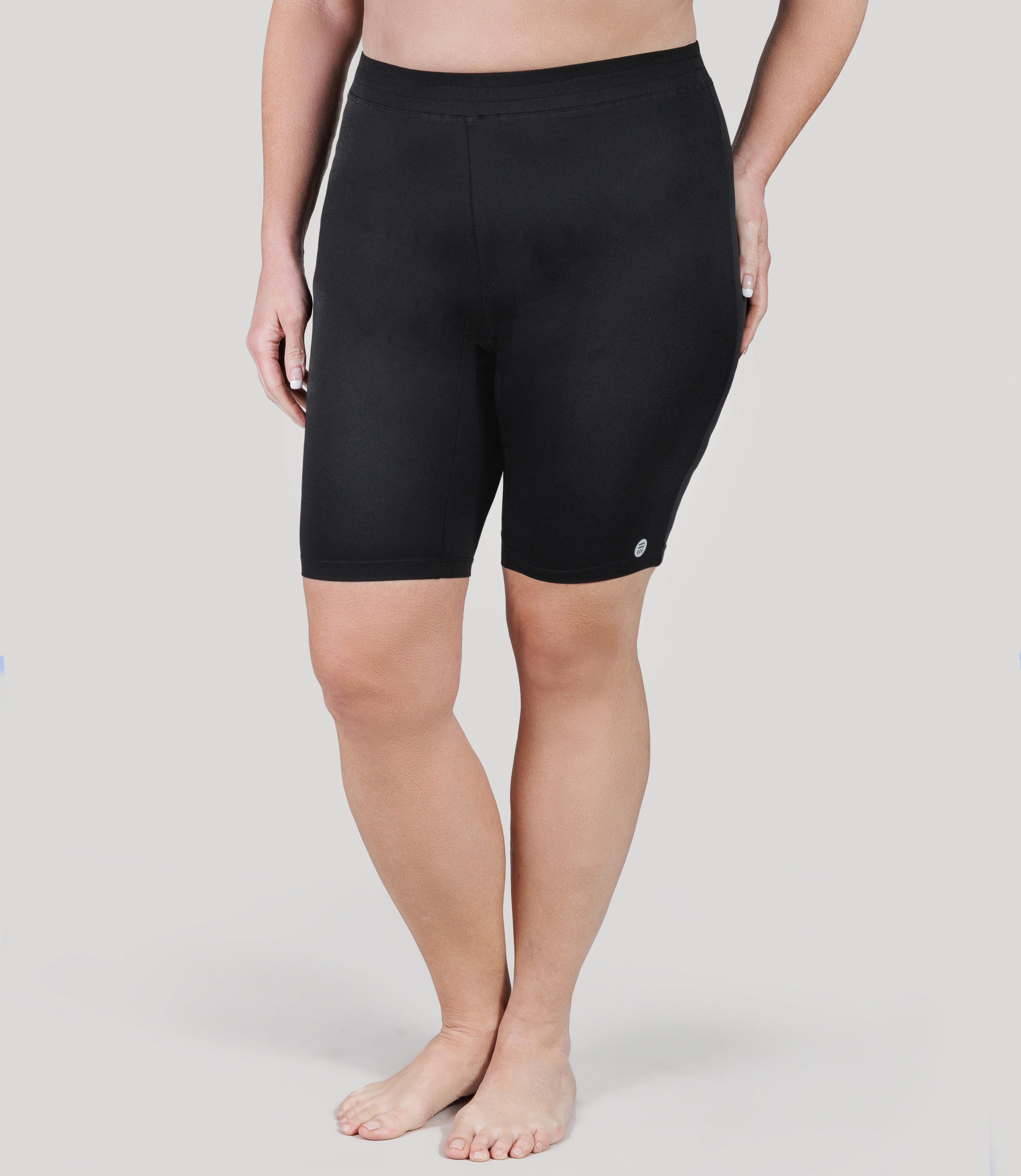 AquaSport Fitted Swim Shorts Black | JunoActive Plus Size Swimwear