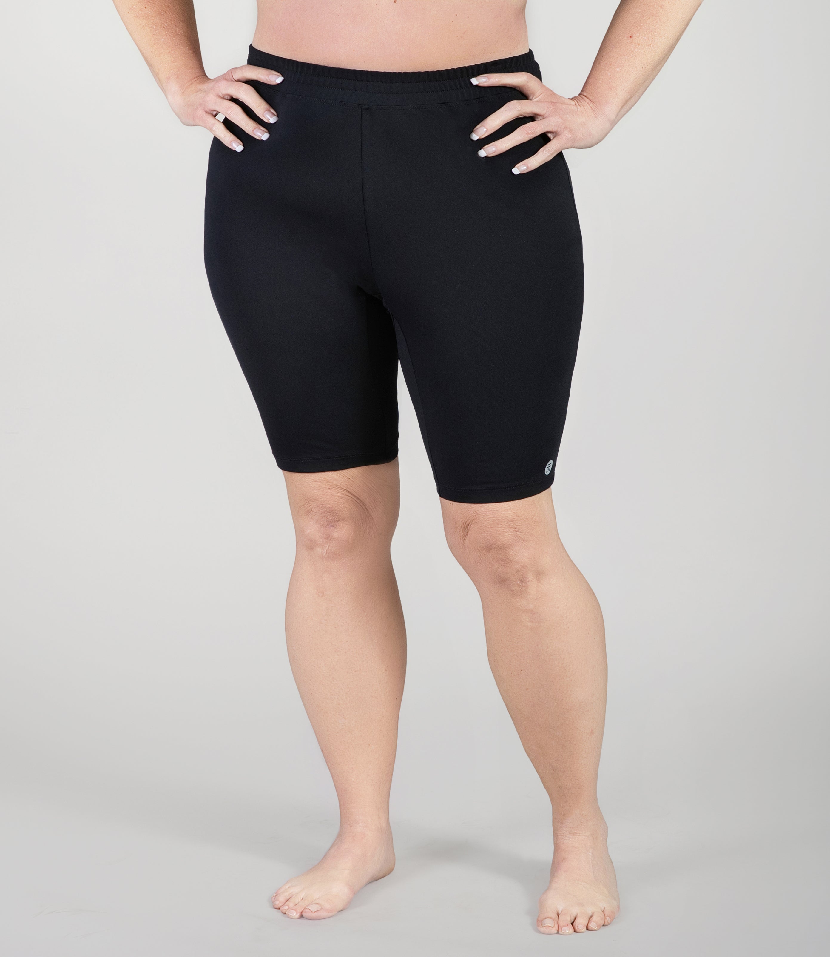 AquaSport High Waist Fitted Swim Shorts Black | JunoActive Plus Size ...