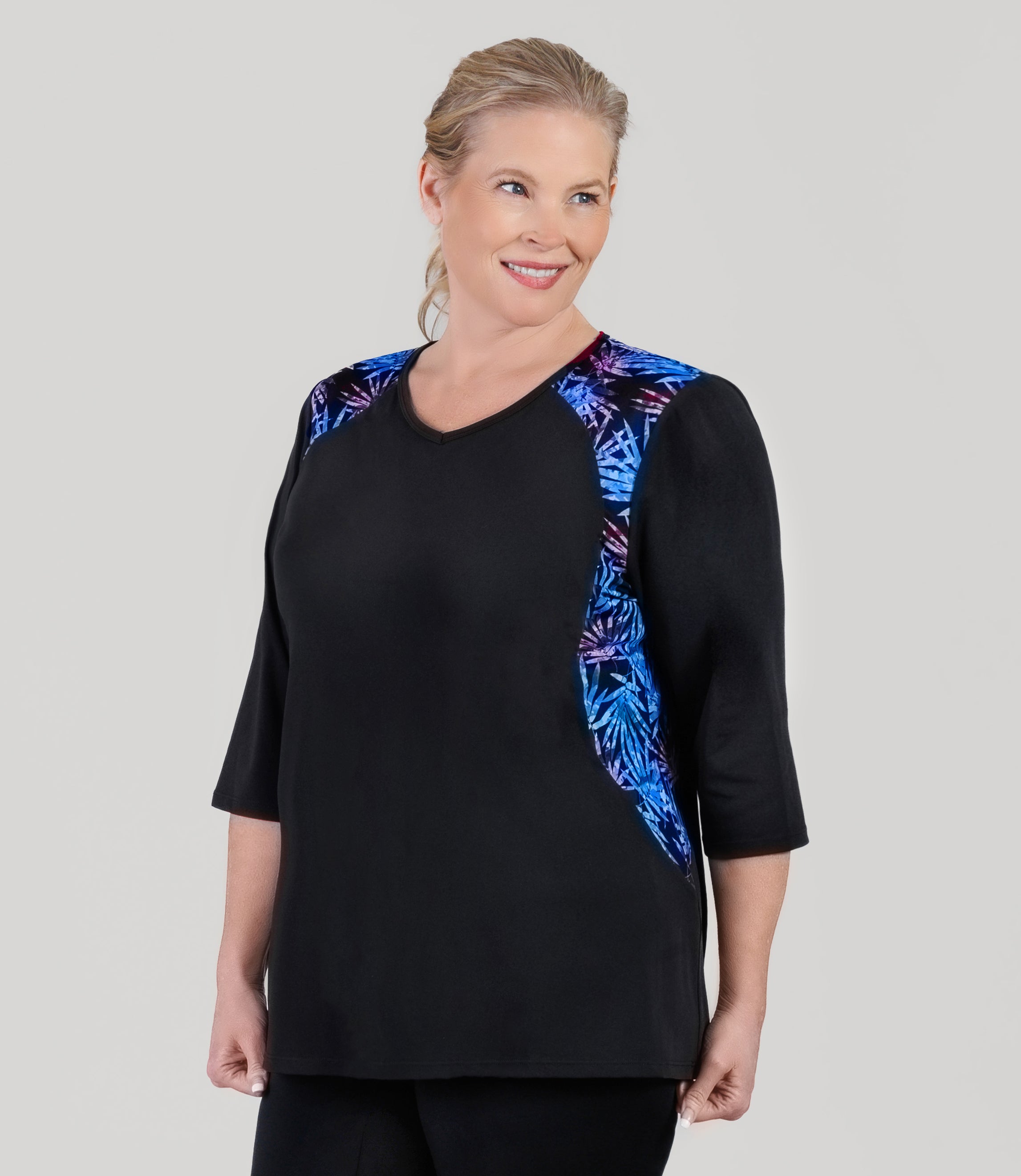 AquaSport Three Quarter Sleeve Plus Size Rash Guard - Jewel Palmetto ...