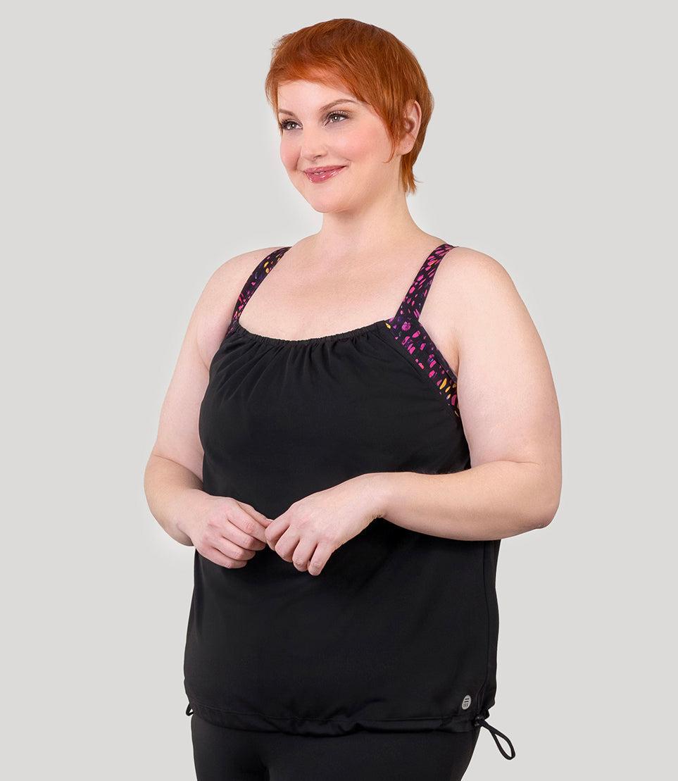 AquaSport Laguna Tankini Top Sunkiss Coral Print Black | JunoActive ...